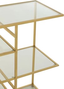 Zlatý antik kovový regál se skleněnými policemi Doree gold - 120*40*91 cm