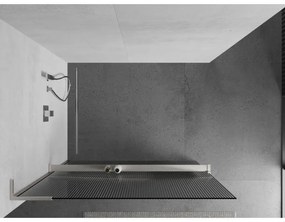 Mexen Kioto+ L, sprchová zástěna Walk-In s poličkou a věšákem 110 x 200 cm, 8mm sklo s žebrovým vzorem, broušená ocel profil, 800-110-123-97-09