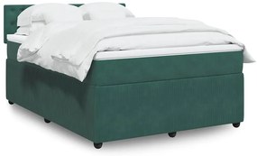 Box spring postel s matrací tmavě zelená 160x200 cm samet 3290097