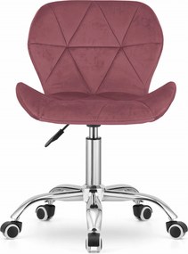 Set do pracovny ZARIMO stůl 80x40 cm, bílá + křeslo AVOLA VELVET, tmavě růžové