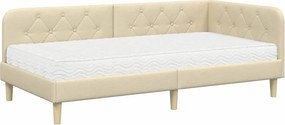 Rohový rám postele Krémová 100 x 200 cm textil 3394131