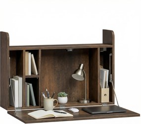 HOMCOM nástěnný psací stůl se skládací deskou a úložným prostorem - 77 x 20 x 51 cm