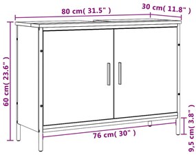 Koupelnová skříňka pod umyvadlo černá 80x30x60 cm kompozit