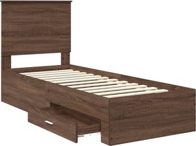 Rám postele Hnědý dub a stříbrná 70 x 190 cm Kompozitní dřevo 3411374