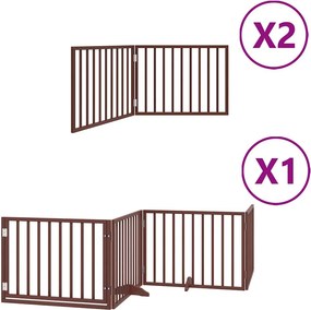 Zábrana pro psy s dvířky skládací 8 panelů hnědá 640 cm topol 3155578