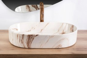 Rea Nadia, umyvadlo na desku 610x385x120 mm, imitace kamene - Marrone, REA-U9239