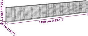 Gabionový koš s víkem 1 100 x 50 x 150 cm pozinkované železo 3295164