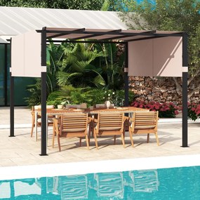 Costway Pergola s 2 Nastavitelné střechy Vodotěsné Stabilní Zimní altán, béžový
