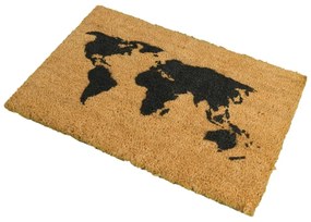 Rohožka z přírodního kokosového vlákna Artsy Doormats World Map, 40 x 60 cm