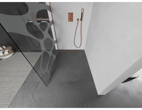 Mexen Kioto L, sprchová zástěna Walk-In 110 x 200 cm, 8mm čiré sklo bílý vzor, ​​měděný matný profil, 800-110-103-65-85
