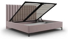 Světle růžová čalouněná dvoulůžková postel s úložným prostorem s roštem 200x200 cm Casey – Mazzini Beds
