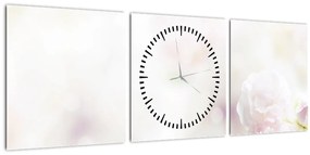 Obraz něžných květů (s hodinami) (90x30 cm)