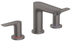 Hansgrohe Talis E, tříotvorová umyvadlová baterie s odtokovou soupravou s táhlem, kartáčovaná černá chromová, 71733340