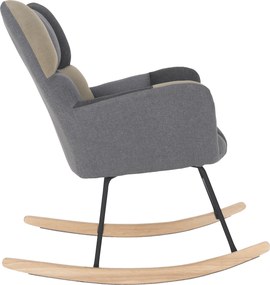 Designové houpací křeslo, patchwork šedá / béžová, KEMARO