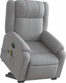 Zvedací masážní polohovací křeslo světle šedé textil 3205214