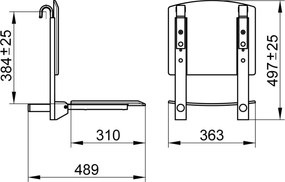 Keuco Plan Care - Sprchové sedátko 31x36 cm, závěsné, s opěrkou, černá/chrom 34981010037