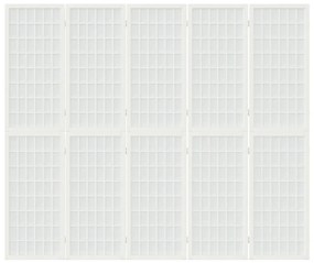 Skládací 5dílný paraván v japonském stylu 200 x 170 cm bílý,  352089