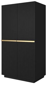 Skříň Nicole 100 cm - černý mat / zlaté úchytky