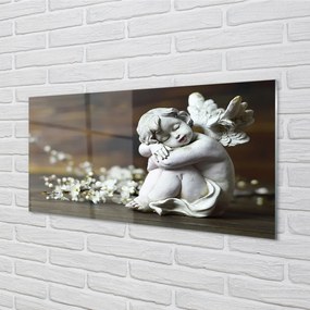 Skleněný panel Spící anděl květiny 140x70 cm