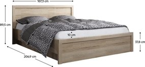Postel s úložným prostorem JESI NEW, 160x200, dub sonoma Kondela 0000408049