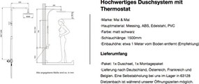 design černá sprchová baterie DOPORRO Rainpowder