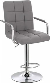 LuxuryForm DESIGN Barová židle VERONA na stříbrné kulaté podstavě - šedá