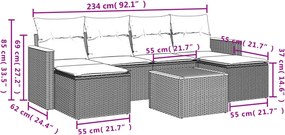 7dílná zahradní sedací souprava s poduškami černá polyratan 3258626