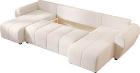 Rozkládací sedací souprava do U SEVIO 311x145 cm, krémová + 2 polštářky ZDARMA