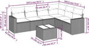 7dílná zahradní sedací souprava a podušky světle šedá polyratan 3251359