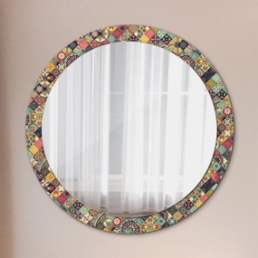 Kulaté dekorativní zrcadlo Etnický květinový fi 90 cm