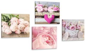 Set obrazů květiny ve vintage stylu