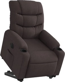 Elektrické zvedací polohovací křeslo tmavě hnědé textil 3206668