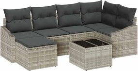 Set pohovek 7 ks Světle šedá polyratan 3346802