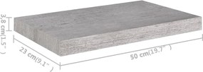 Plovoucí nástěnná police betonově šedá 50 x 23,5 x 3,8 cm MDF 326594