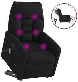 Elektrické zvedací masážní polohovací křeslo černé mikrovlákno 3303111