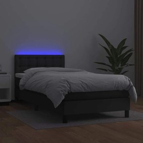 Box spring postel s matrací a LED černá 90x190 cm umělá kůže 3134195
