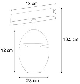 Moderní černé bodové svítidlo pro jednofázový kolejnicový systém včetně LED - Magnetic Eggy