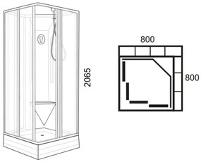 Ravak Supernova - Sprchový box 80x80 cm, s vaničkou a příslušenstvím, bílá/Grape 82644112ZG