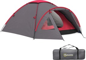 Outsunny Stan pro 3 Osoby - Lehké, Stabilní, Voděodolné s UV 50+ - Kupolový Stan s Okny a Dveřmi, Rodinný Stan s Vodním Sloupem 2000mm pro Kempování,