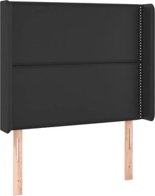 Box spring postel s matrací a LED černá 90x200 cm umělá kůže 3139301