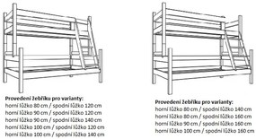 Dětská patrová postel s rozšířeným spodním lůžkem z masivu ROBUST 8X8 6A - 200x90 cm
