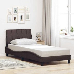 Rám postele bez matrace Hanko tmavě hnědá 90 x 190 cm textil 3310359