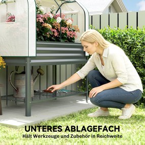 Vyvýšený záhon s kovovým chladicím rámem Box na sázení se skleníkovým úložným prostorem, Vyvýšený 120 x 55 x 140 cm