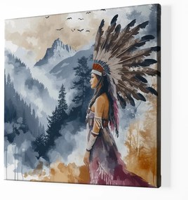 Obraz na plátně - Indiánská žena Orlí přelet FeelHappy.cz Velikost obrazu: 120 x 120 cm