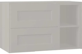 EBS Laca Skříňka umyvadlová s deskou a s regálem vpravo, 93,2 cm, šedá matná, LACARP90S