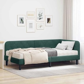 Rohový rám postele Tmavě zelená 100 x 200 cm samet 3394166