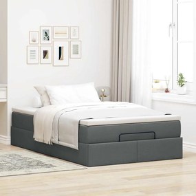 Osmanský rám postele s matrací tmavě šedá 120x190 cm textil 3311093