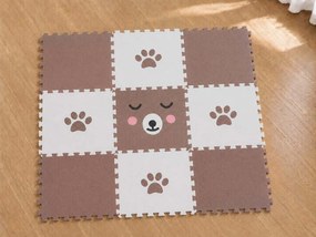 Hrací pěnové puzzle do dětského pokoje 9 dílů HNĚDÉ TLAPKY