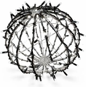3D LED svítící koule na zahradu, pr. 40 cm, ledově bílá, černý kabel, IP67, hliník, Easy fix