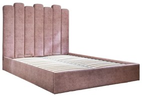 Růžová čalouněná dvoulůžková postel s úložným prostorem s roštem 180x200 cm Dreamy Aurora – Miuform